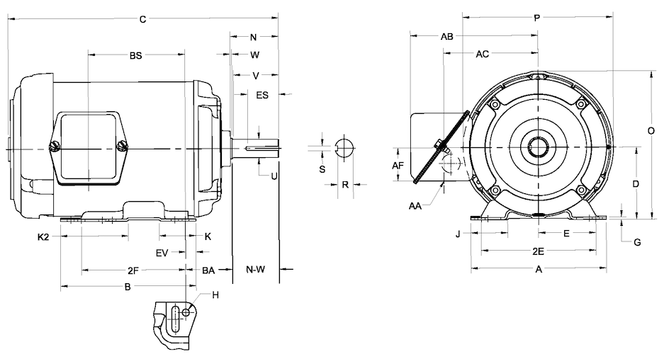 NEMA Motor Frame Size Dimensions | HI Data Tool